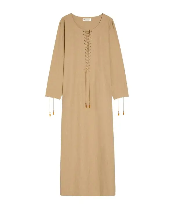 Tory Burch Linen Crew Neck Dress - Nude