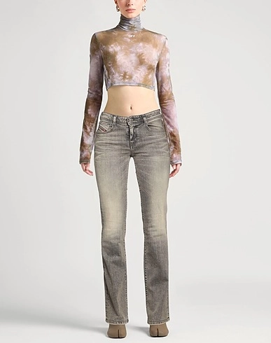 DIESEL® Stretch Denim Flared Pants - Gray