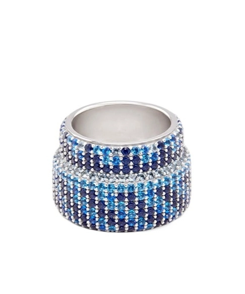 Loewe Large Pavé Ring In Sterling Silver And Crystals