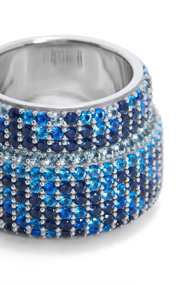 Loewe Large Pavé Ring In Sterling Silver And Crystals