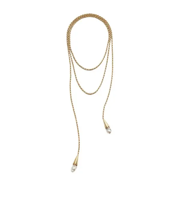 Bottega Veneta Pearl Scarf Necklace