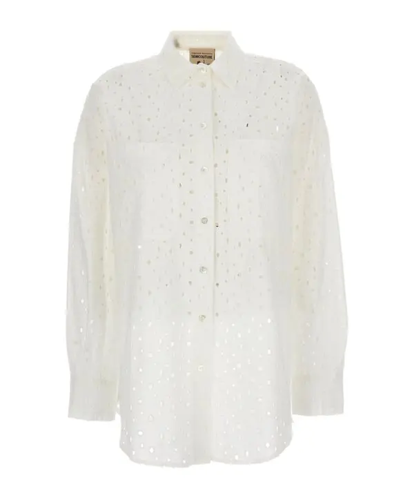 SEMICOUTURE Long-sleeved Shirt With Cut-out Detail - White