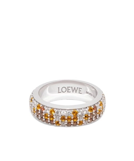 Loewe Thin Pavé Ring In Sterling Silver And Crystals