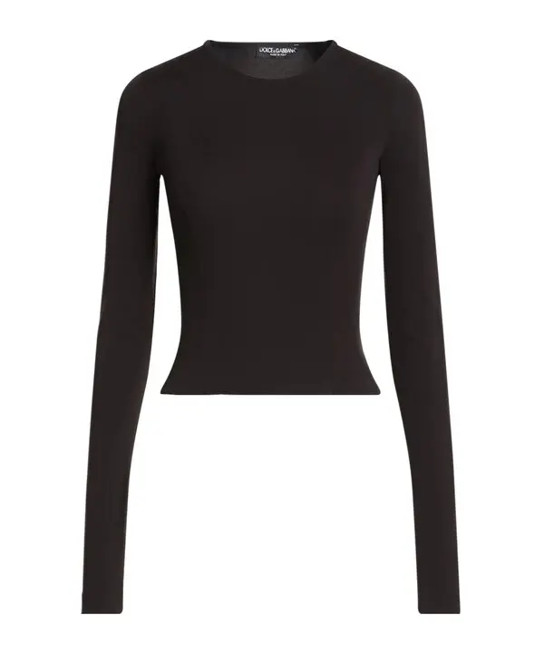 Dolce & Gabbana Solid Long Sleeve Cropped Top
