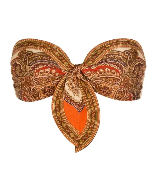 Zimmermann Printed Strapless Tie-detail Bikini - Brown
