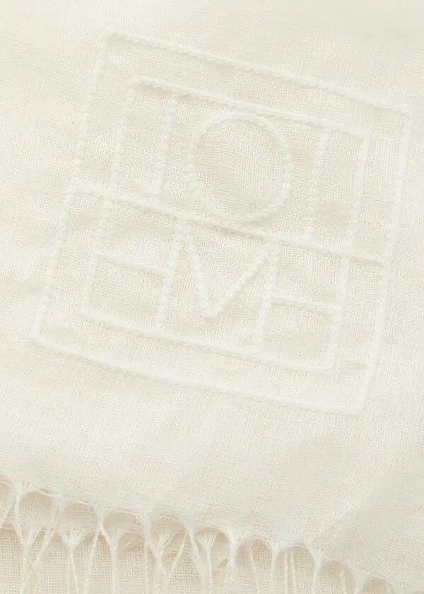 TOTEME Logo-embroidered Frayed Linen Sarong