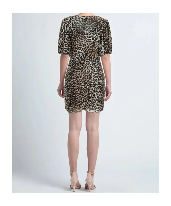 GANNI Leopard Print Short Sleeve Dress