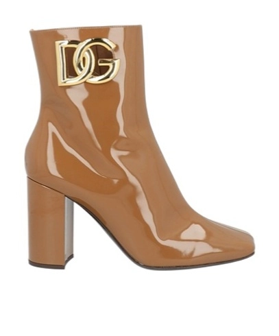 Dolce & Gabbana Square-toed Patent Leather Ankle Boots