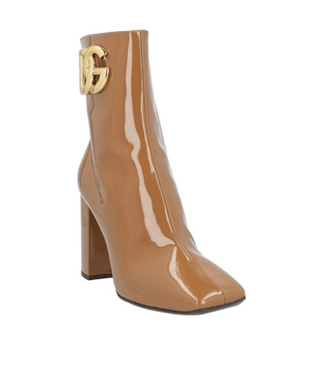 Dolce & Gabbana Square-toed Patent Leather Ankle Boots