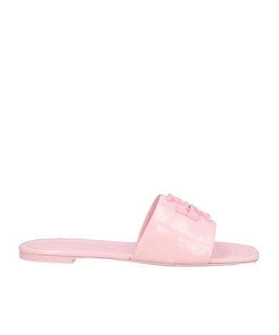Tory Burch Patent Leather Logo Slippers - Pink