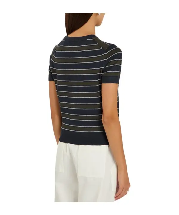 Vince Striped Cotton And Cashmere-blend T-shirt