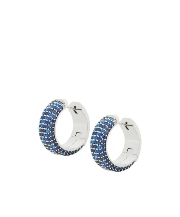 Loewe Pavé Hoop Earrings In Sterling Silver And Crystals