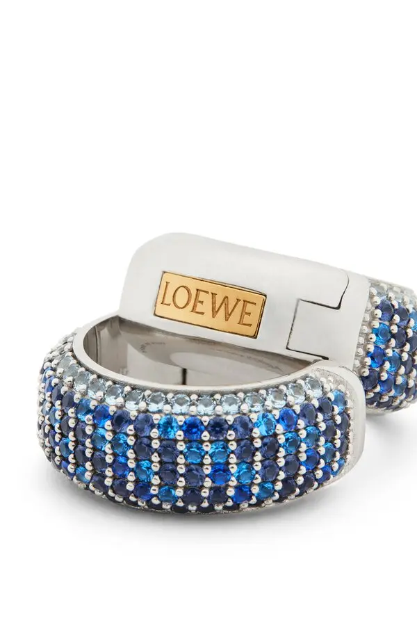 Loewe Pavé Hoop Earrings In Sterling Silver And Crystals