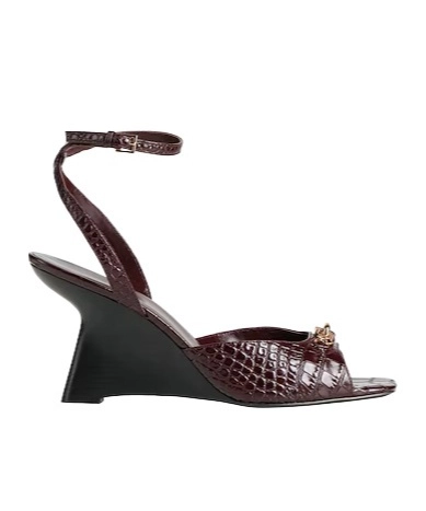 Tory Burch High Wedge Sandals With Crocodile Print And Buckle Detail