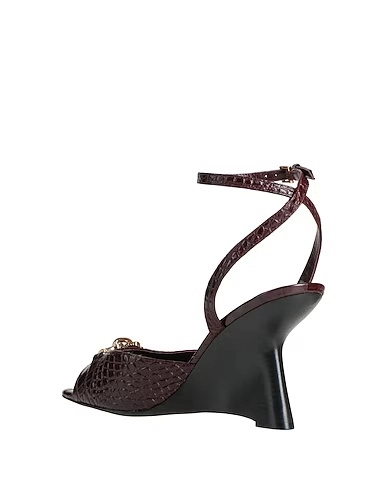 Tory Burch High Wedge Sandals With Crocodile Print And Buckle Detail