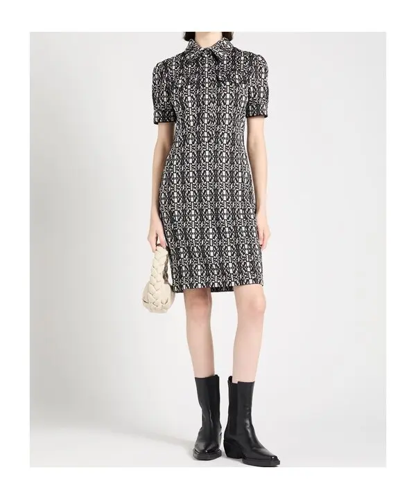 Max Mara Short Sleeve Logo Dress - Black