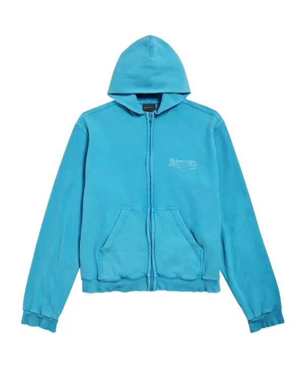 Balenciaga Logo Detail Zip-up Hoodie