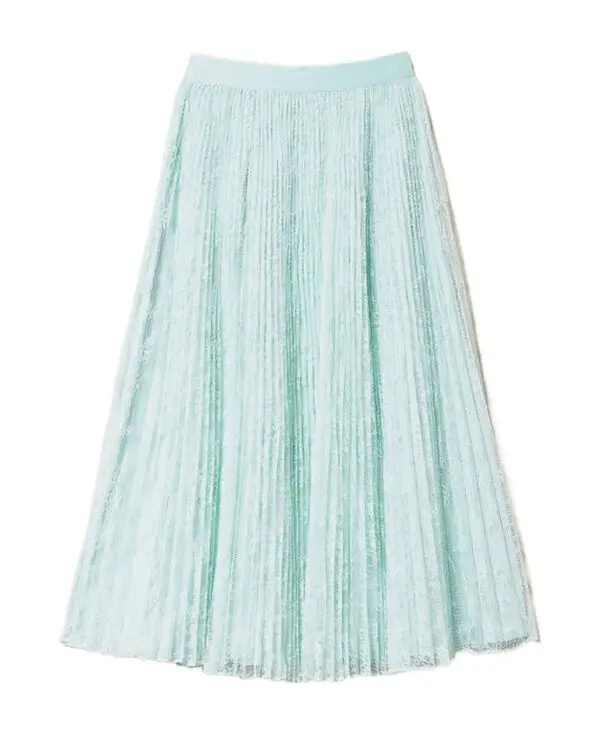 TWINSET Long Pleated Lace Skirt