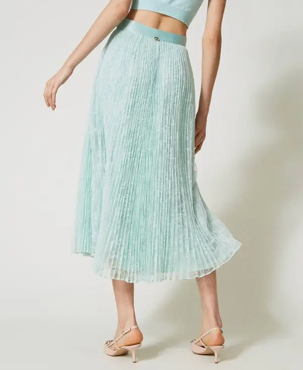 TWINSET Long Pleated Lace Skirt