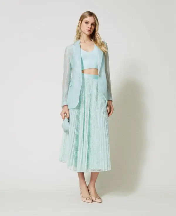 TWINSET Long Pleated Lace Skirt