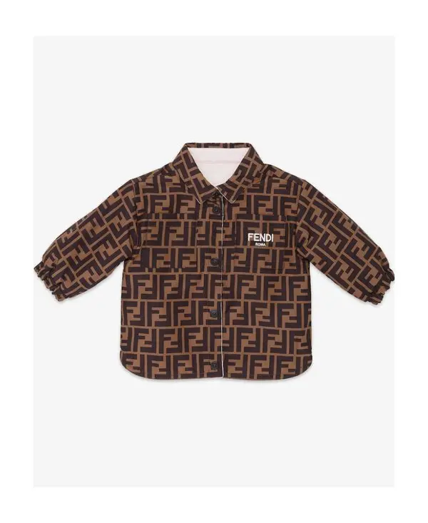 Fendi Pink Fleece And Ff Nylon Reversible Shirt Jacket