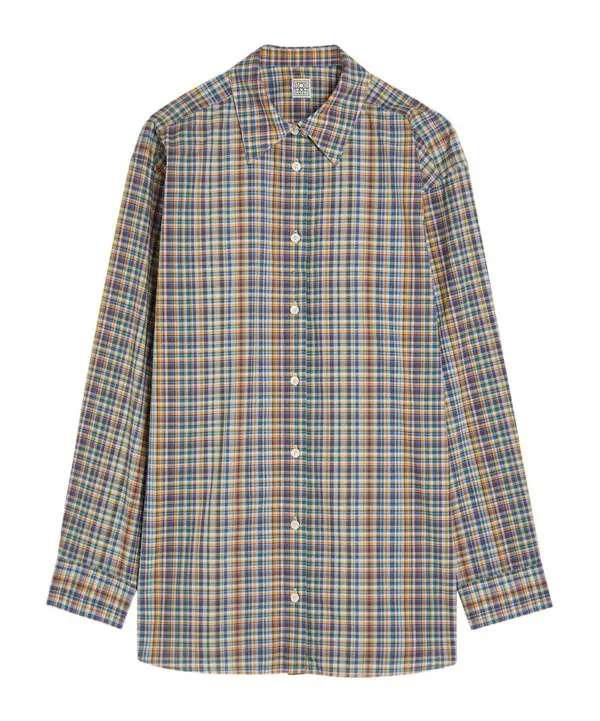 TOTEME Checked Cotton-poplin Shirt - Nude