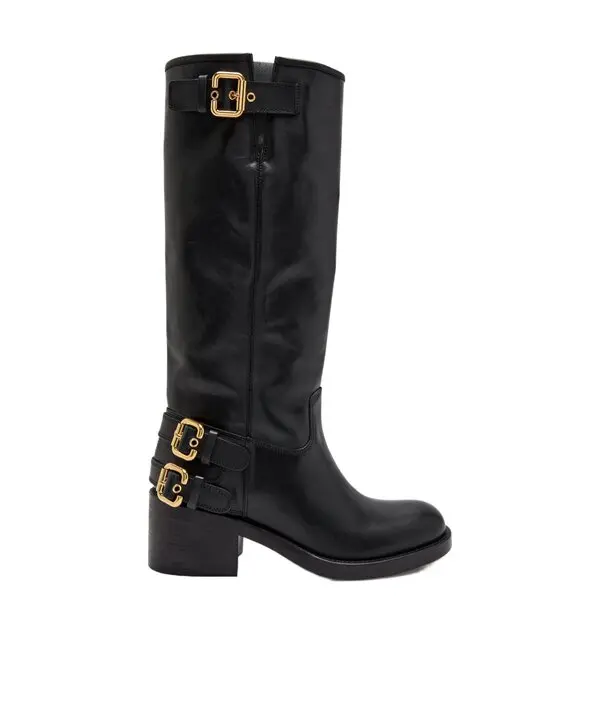 Chloé Grain Leather High Boots - Black