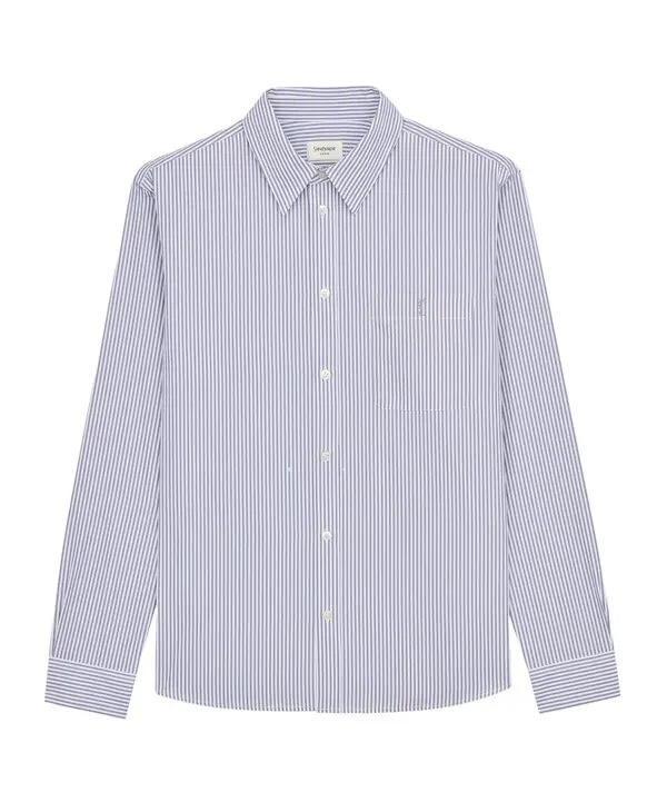 Saint Laurent Cassandre Shirt In Striped Cotton Poplin