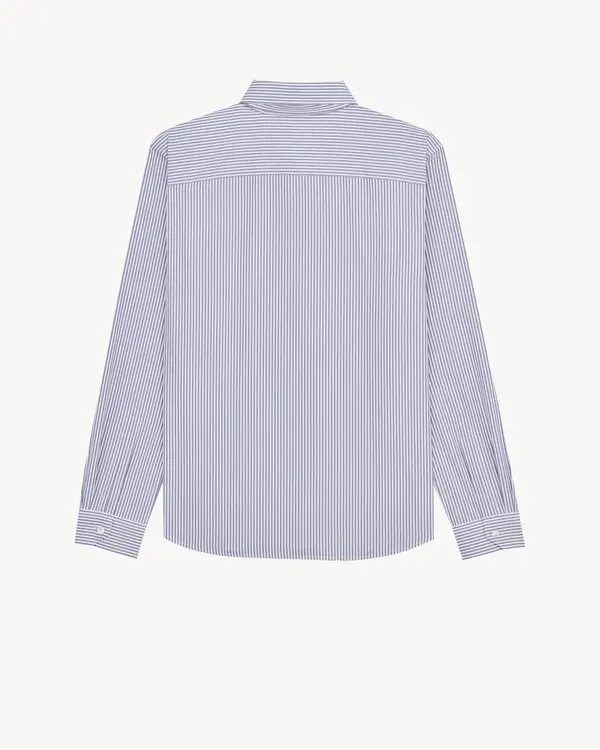 Saint Laurent Cassandre Shirt In Striped Cotton Poplin