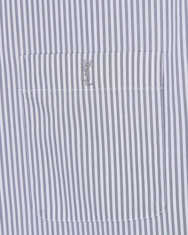 Saint Laurent Cassandre Shirt In Striped Cotton Poplin