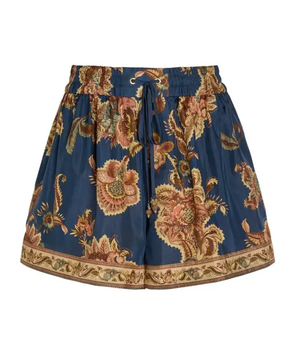 Zimmermann Printed Silk Shorts - Brown