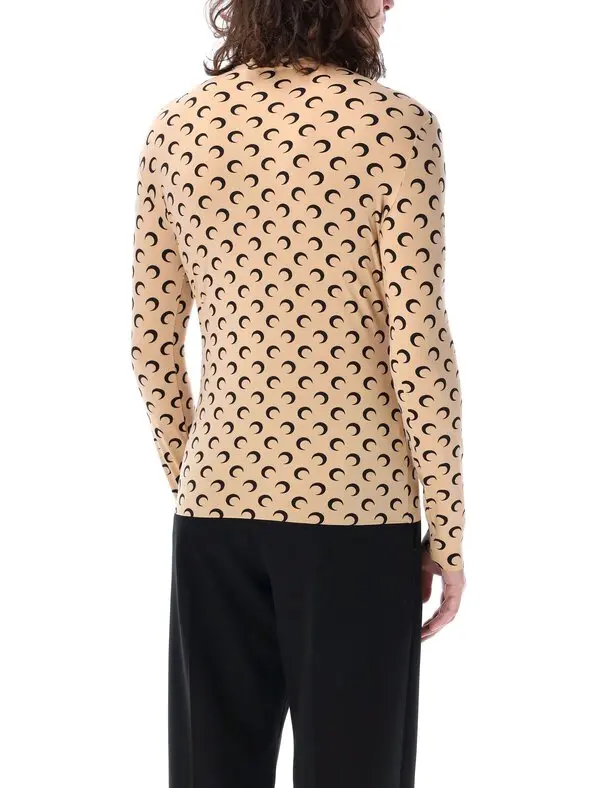 MARINE SERRE High-neck Allover Moon Printed Top