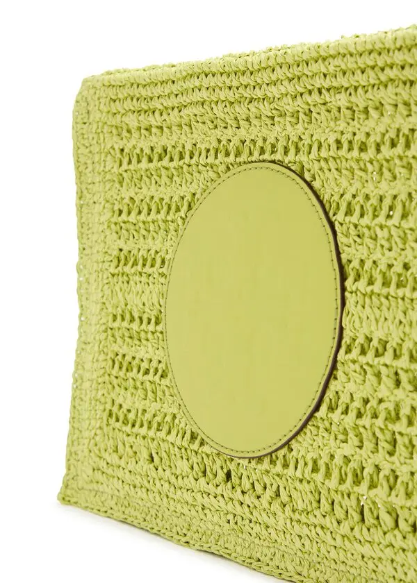 Tory Burch Raffia Crochet Clutch With Detachable Leather Wristlet