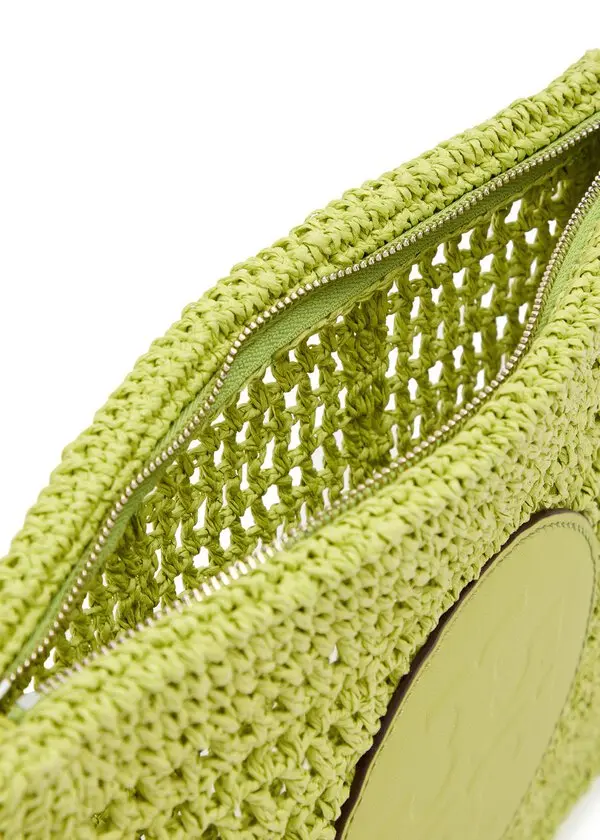 Tory Burch Raffia Crochet Clutch With Detachable Leather Wristlet