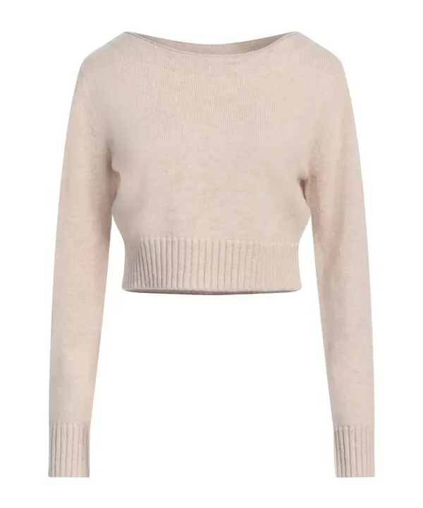 Max Mara Ribbed Crew Neck Long Sleeve Cropped Sweater