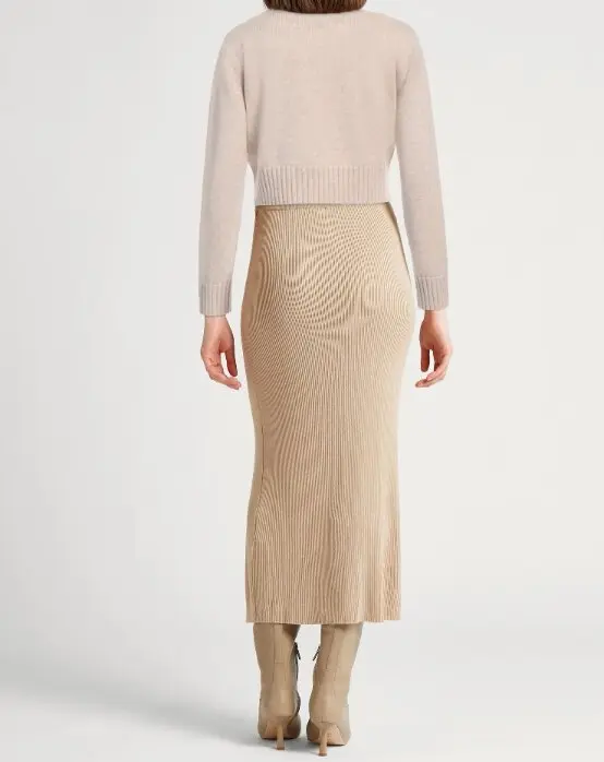 Max Mara Ribbed Crew Neck Long Sleeve Cropped Sweater
