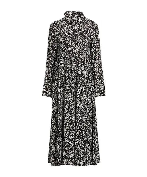 GANNI Floral Print Long Sleeve Midi Dress