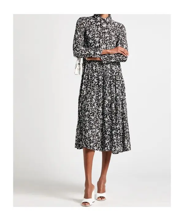 GANNI Floral Print Long Sleeve Midi Dress