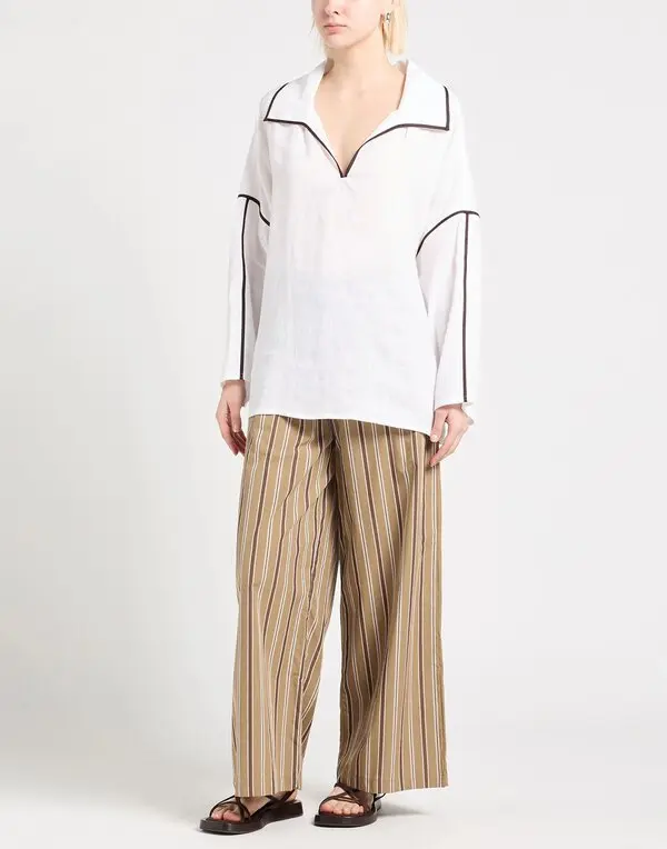 Tory Burch Long Sleeve Top With Appliqué And Piping - White