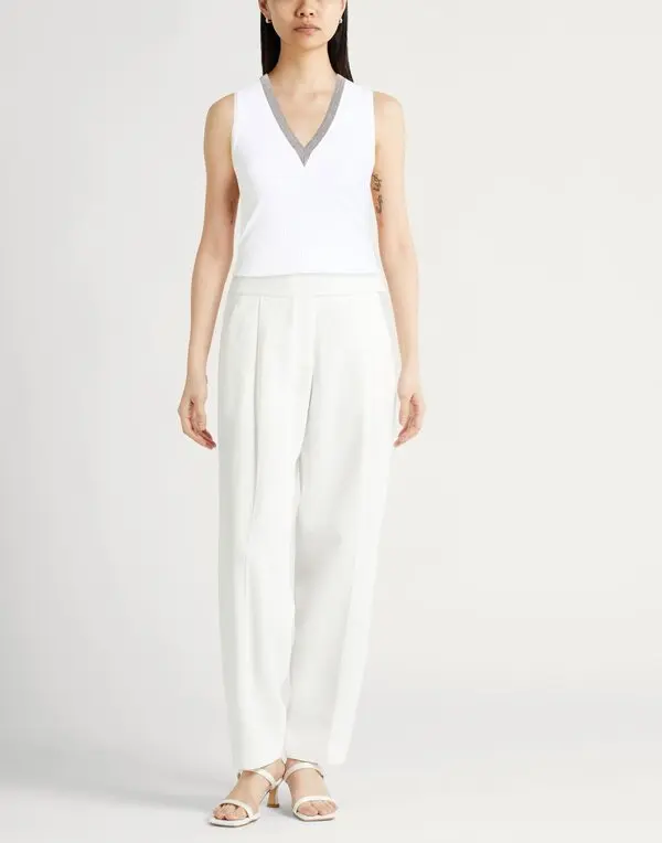 Brunello Cucinelli Solid Color V-neck Sleeveless Top