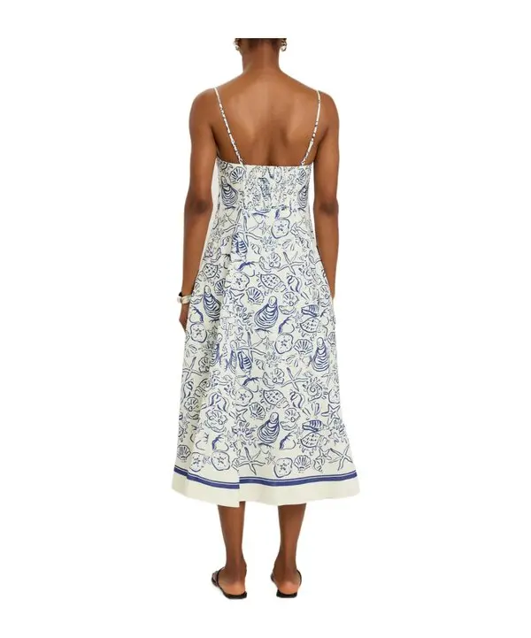 Simkhai Printed Linen-blend Sweetheart Neck Midi Dress