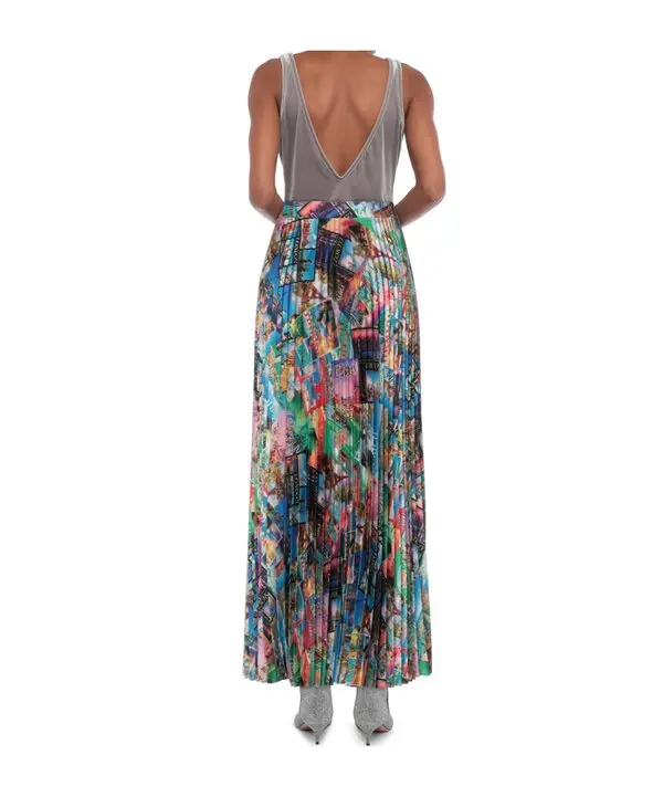 Balenciaga Printed Pleated Maxi Skirt