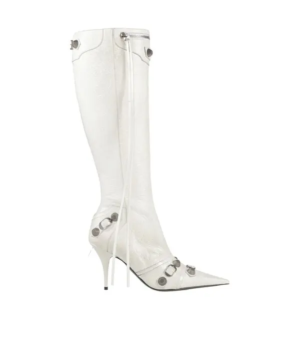 Balenciaga Leather Zip Up Pointed Toe Boots