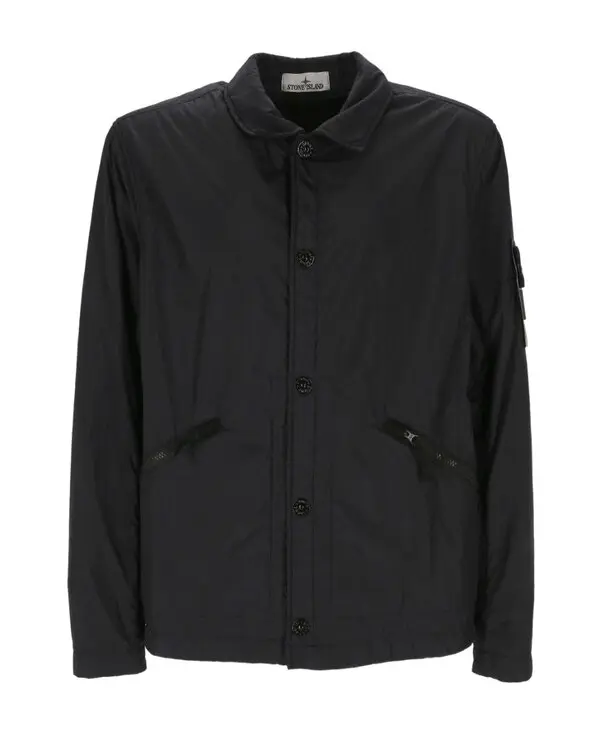 Stone Island Logo Patch Button-up Overshirt Jacket