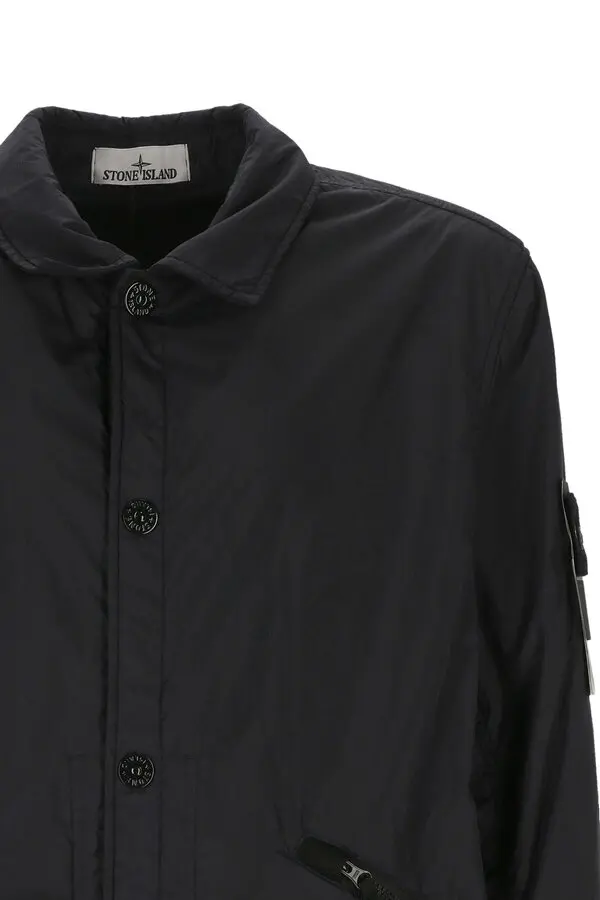 Stone Island Logo Patch Button-up Overshirt Jacket