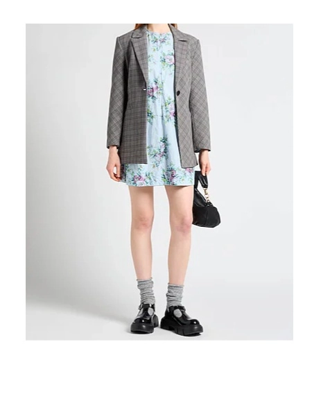 GANNI Single-breasted Plaid Blazer