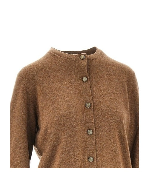 Loro Piana Ribbed Crew Neck Cardigan With Metal Buttons