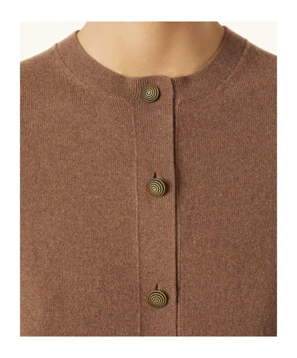 Loro Piana Ribbed Crew Neck Cardigan With Metal Buttons