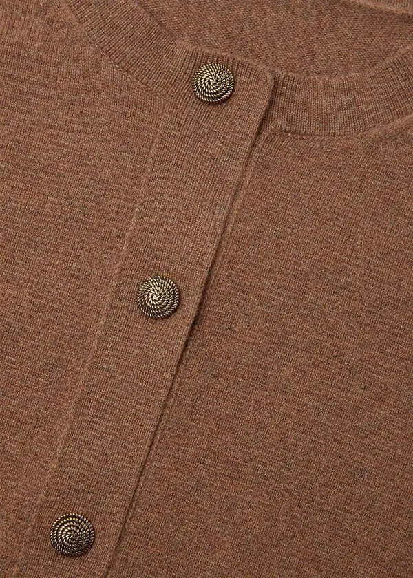 Loro Piana Ribbed Crew Neck Cardigan With Metal Buttons