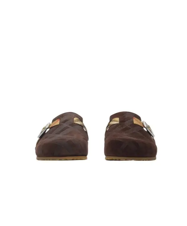 Burberry Suede Clogs With Buckled Strap